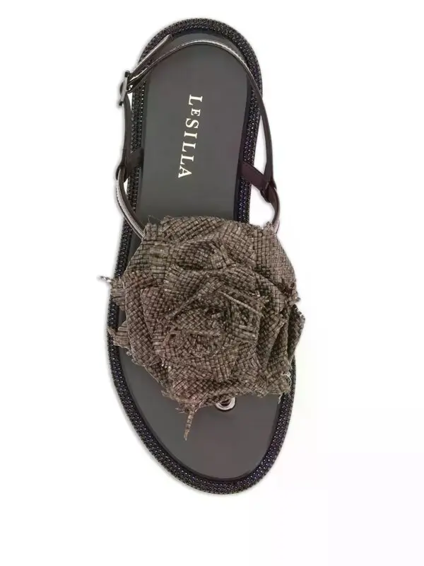 LE SILLA Flower-appliqué Sandals - Brown