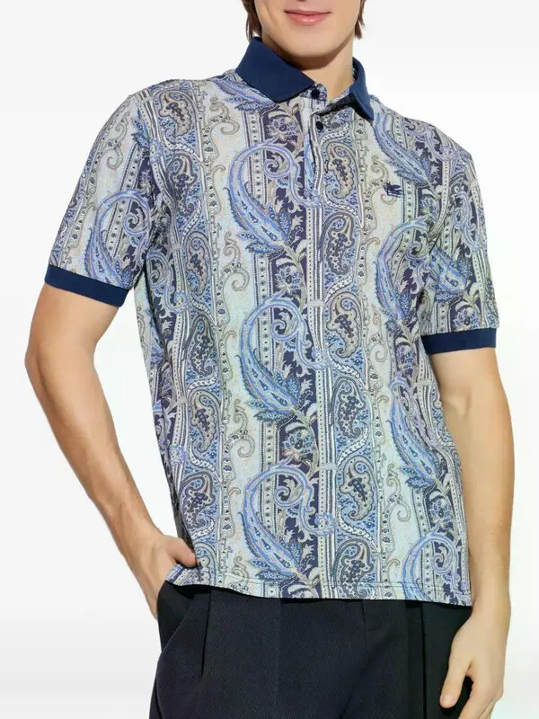 Etro Paisley- Buttoned Polo Shirt - Blue