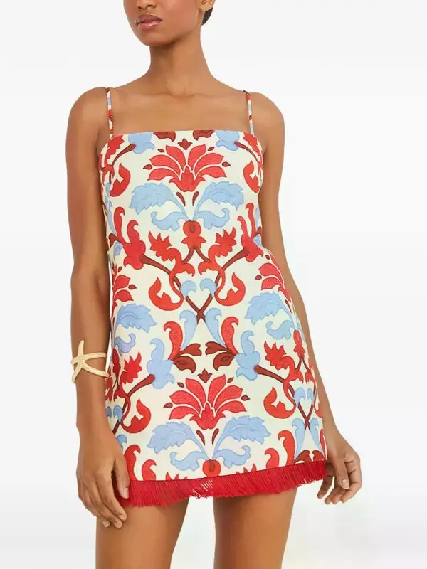 Cara Cara Valencia Floral Fringed Mini Dress