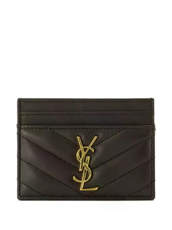 Saint Laurent Cassandre Matelassé Leather Cardholder - Brown