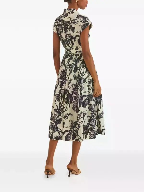 Cara Cara Octavia Belted Floral Midi Dress - White