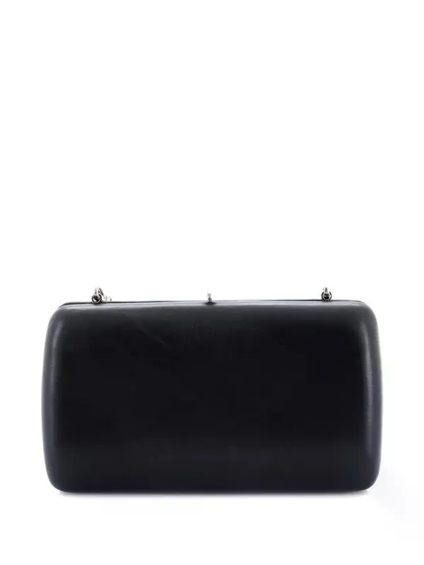 Prada Logo Convertible Chain Box Leather Clutch Bag