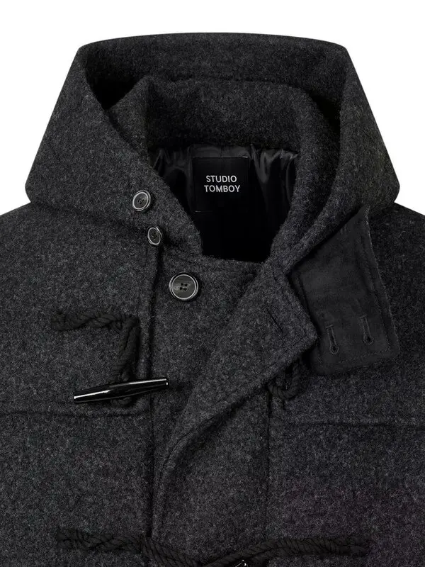 STUDIO TOMBOY Boucle Hooded Duffle Coat - Grey