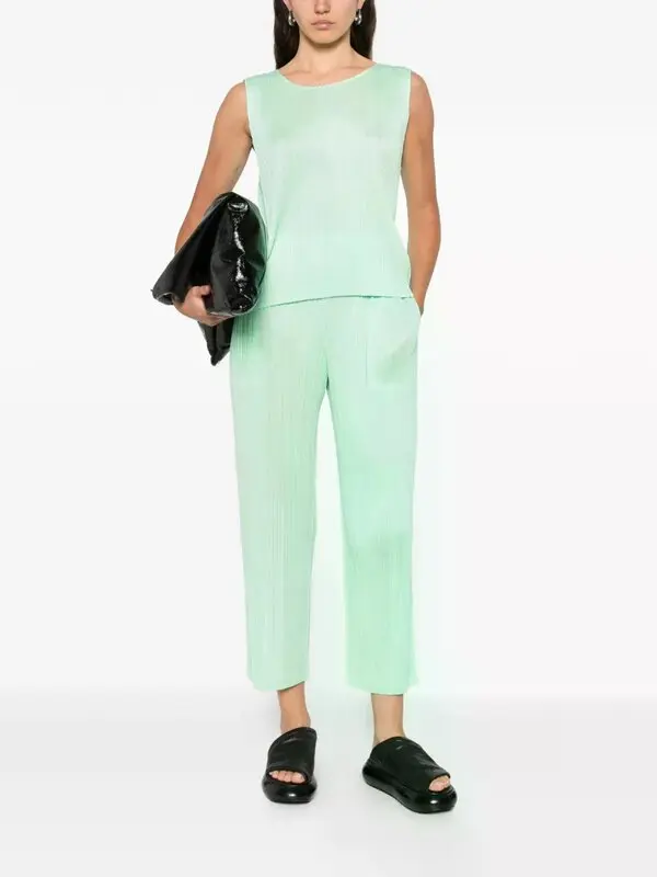Issey Miyake Monthly Colors: May Pleated Sleeveless Top - Green