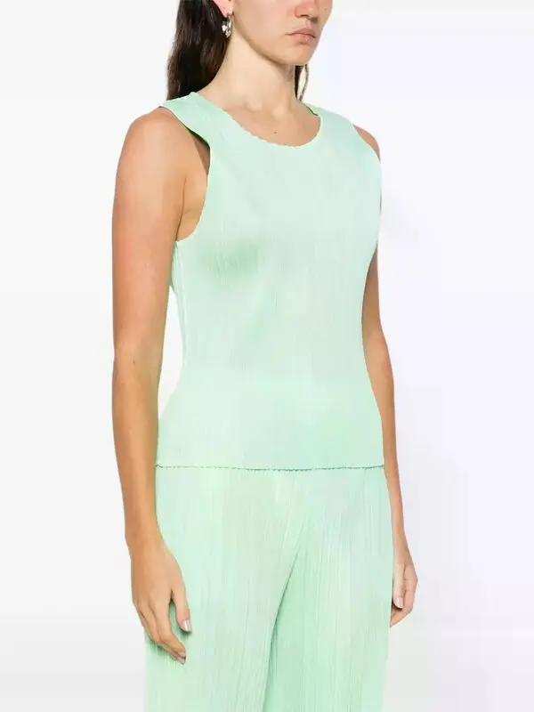 Issey Miyake Monthly Colors: May Pleated Sleeveless Top - Green