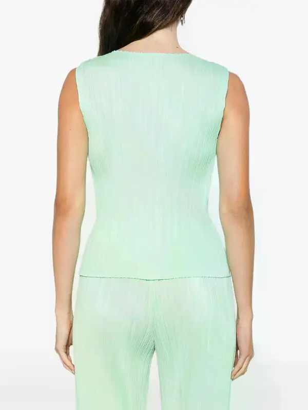 Issey Miyake Monthly Colors: May Pleated Sleeveless Top - Green