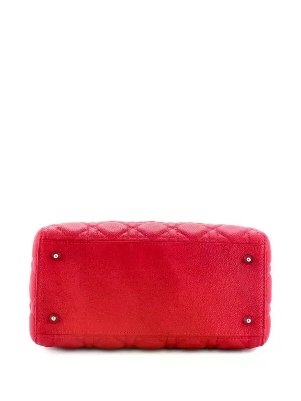 Dior Lady Bag Cannage Quilt Grained Calfskin Medium Satchel - Pink