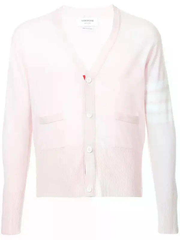 Thom Browne Cashmere Striped Sleeve Cardigan - Pink