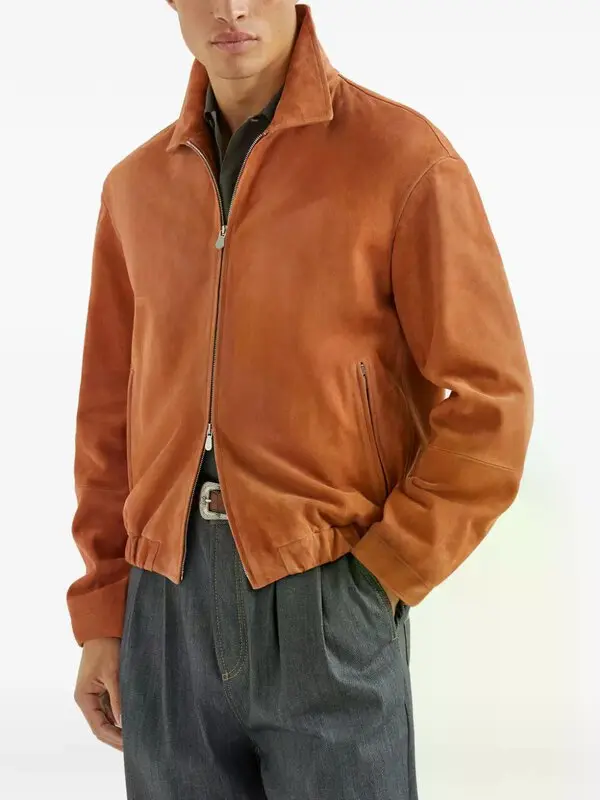 Brunello Cucinelli Country Suede Outerwear Jacket - Orange