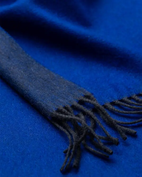 Johnstons Of Elgin Bard Grey & Blue Cashmere Scarf