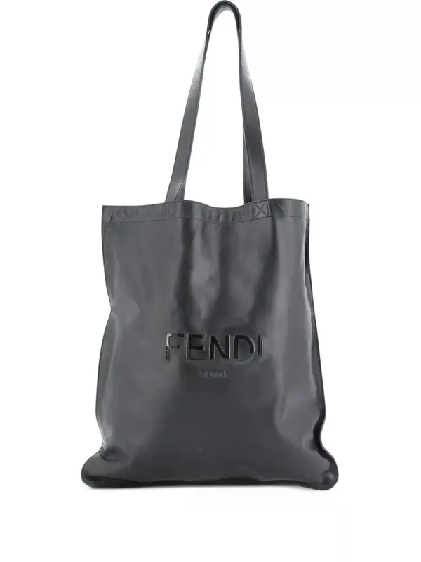 Fendi Flat Shopper Leather Tall Tote Bag