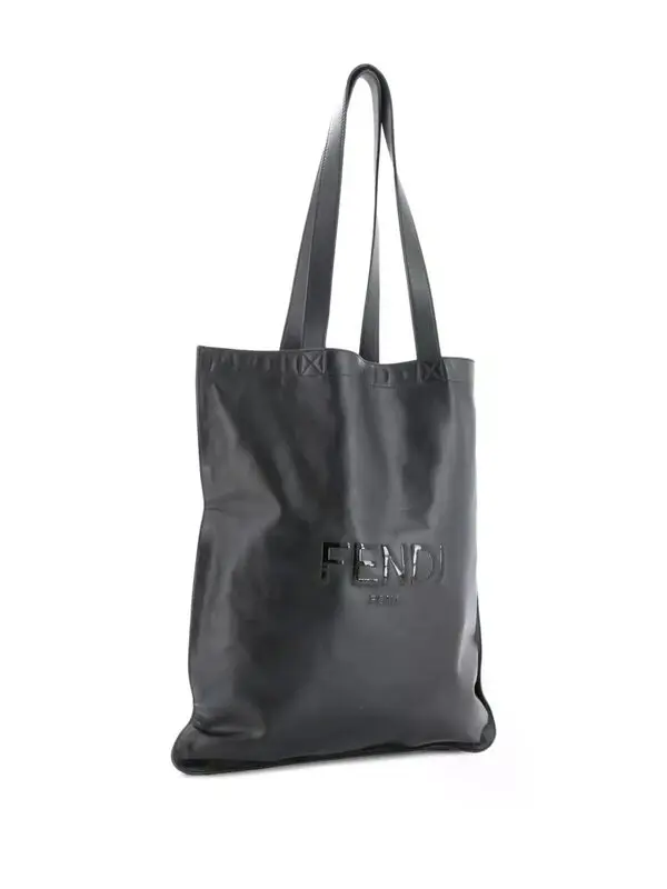 Fendi Flat Shopper Leather Tall Tote Bag