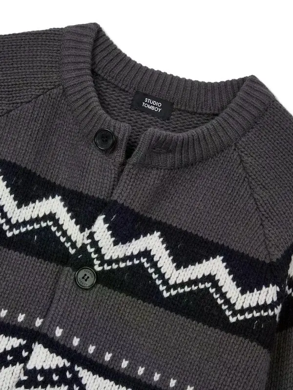 STUDIO TOMBOY Fair Isle Round-neck Cardigan