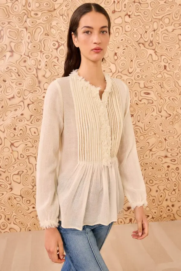 Ulla Johnson Adriel Long Sleeve Tunic Blouse - Cowrie