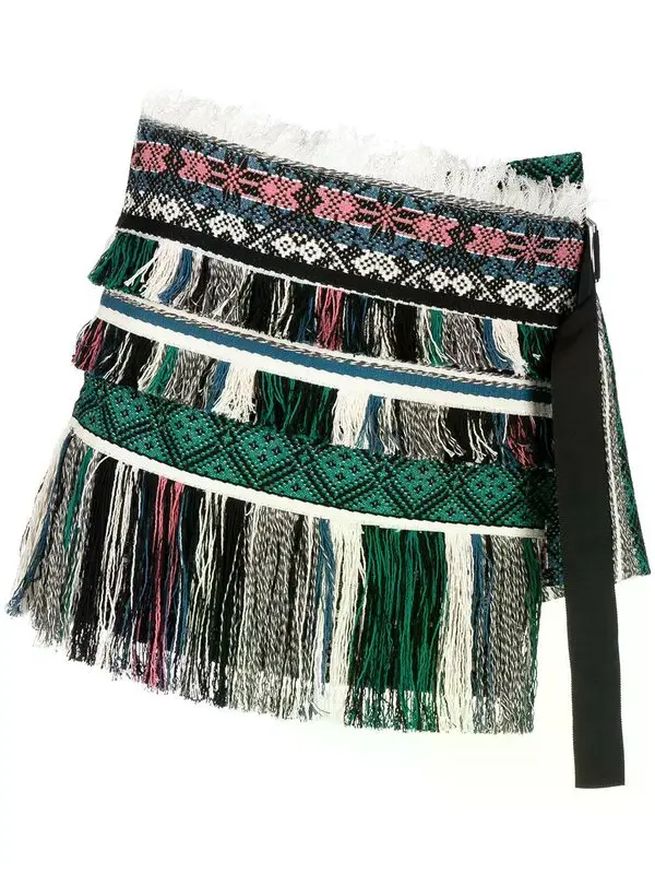 Sacai Fringed Asymmetric Shorts