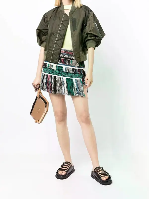Sacai Fringed Asymmetric Shorts