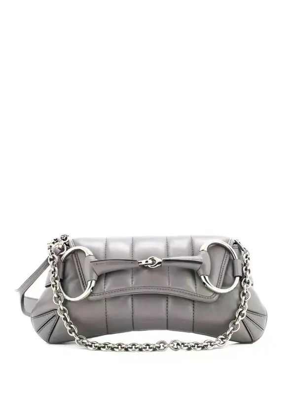 Gucci Horsebit Chain Vertical Quilted Leather Small Shoulder Bag - Grey