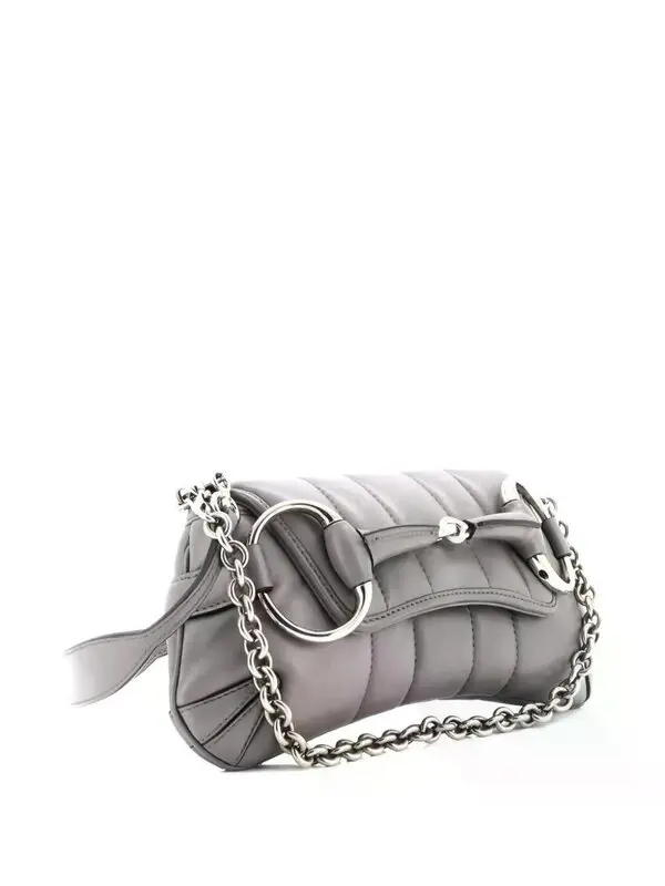 Gucci Horsebit Chain Vertical Quilted Leather Small Shoulder Bag - Grey