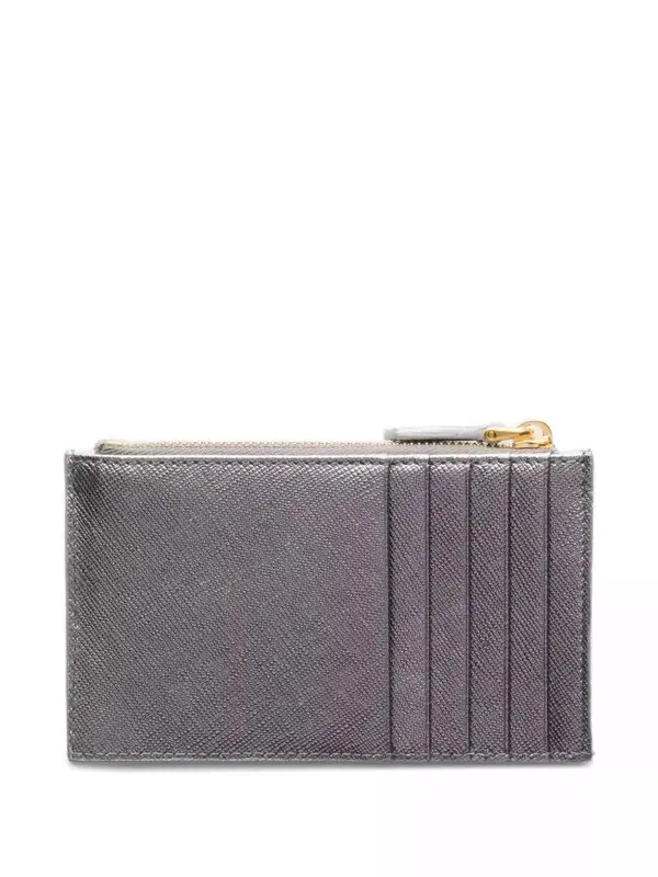 Prada Triangle-logo Leather Card Holder - Grey