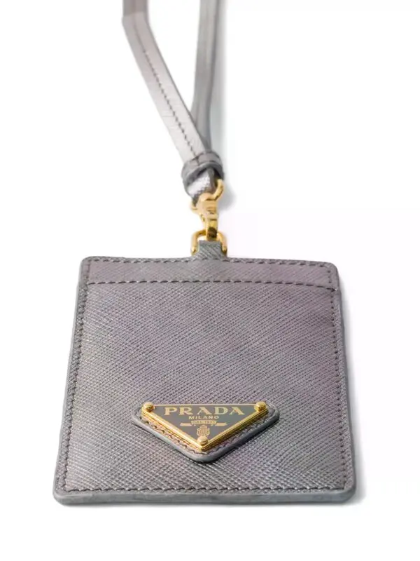 Prada Saffiano-leather Badge Holder - Grey