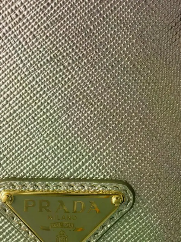 Prada Triangle-logo Saffiano Leather Badge Holder - Neutrals