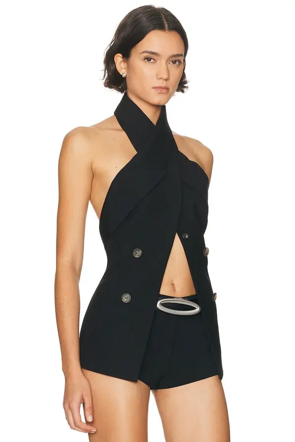 HAELO Wrap Lapel Halter Top
