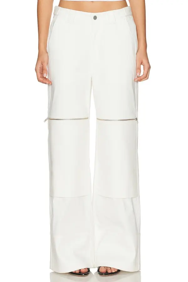 HAELO Flex Waist Zip Cargo Pant - Ivory