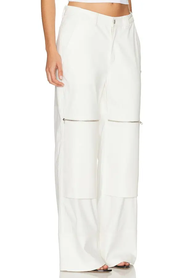HAELO Flex Waist Zip Cargo Pant - Ivory