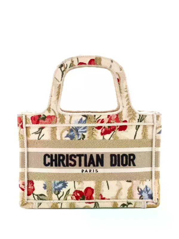 Dior Embroidered Canvas Mini Tote Bag - Multicolour