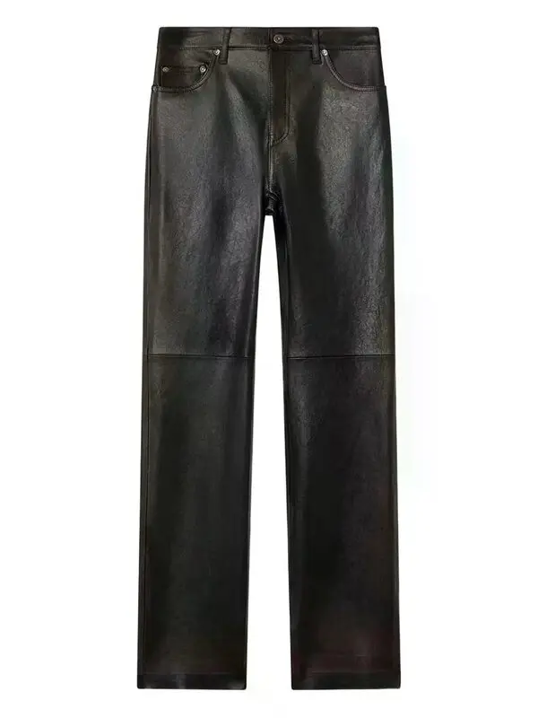 GOLDEN GOOSE Dark Burgundy Nappa Leather Trousers - Red