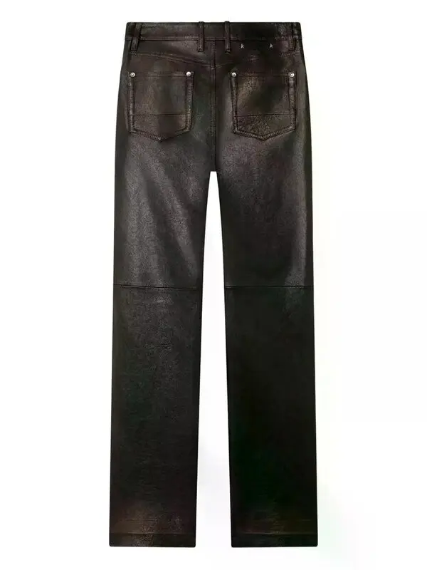 GOLDEN GOOSE Dark Burgundy Nappa Leather Trousers - Red