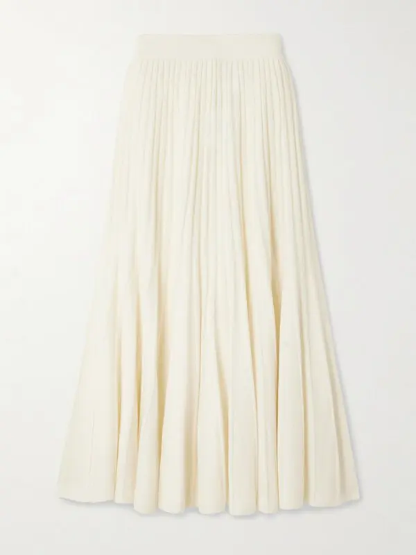 Arch4 Sabrina Pleated Organic Cashmere Midi Skirt