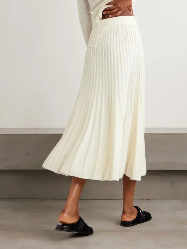 Arch4 Sabrina Pleated Organic Cashmere Midi Skirt