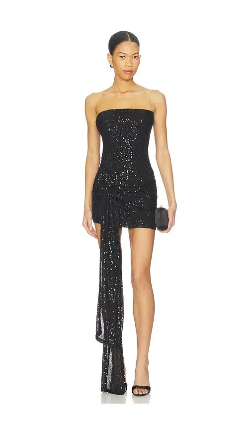Superdown Strapless Sequin Mini Dress With Sash Detail