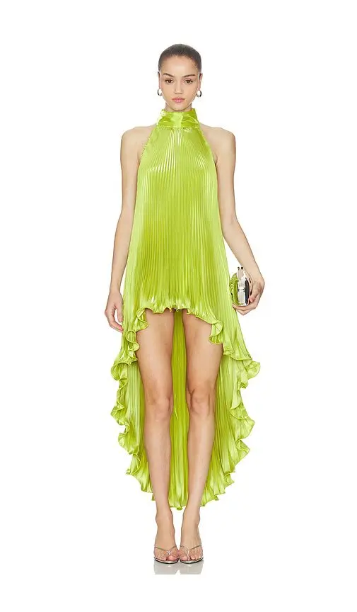 L'IDEE Caribbean Pleated Halterneck Mini Dress - Green