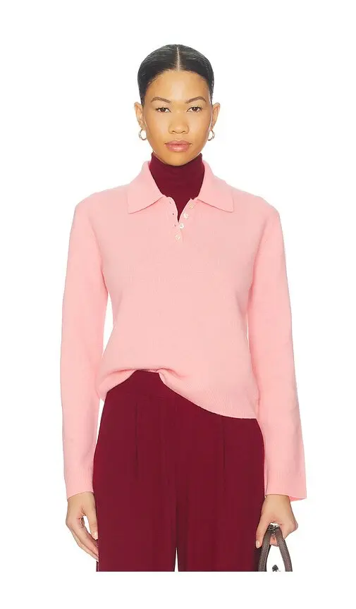 LESET Jesse Polo Lambswool Knit - Rose