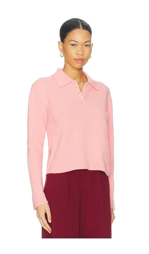LESET Jesse Polo Lambswool Knit - Rose