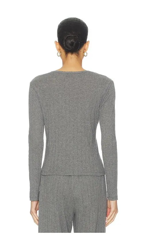 LESET Pointelle Long Sleeve Henley