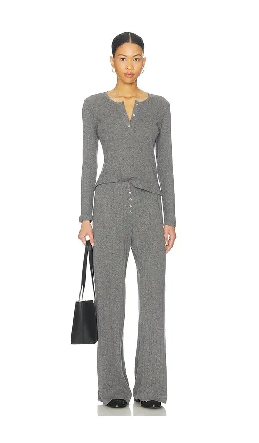LESET Pointelle Long Sleeve Henley