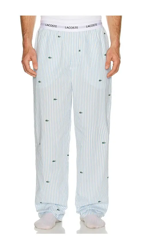 Lacoste Printed Striped Cotton Pajama Bottoms In . Also