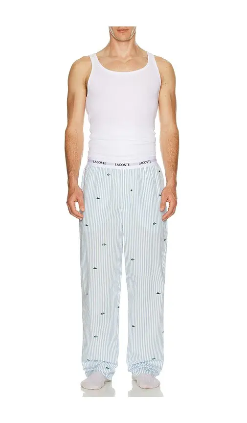 Lacoste Printed Striped Cotton Pajama Bottoms In . Also