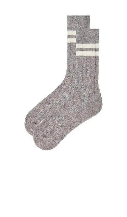 WHITE & WARREN Cashmere Ribbed Striped Socks