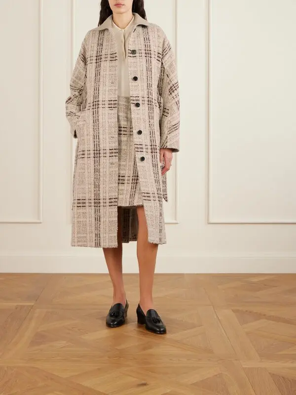 Loro Piana Checked Wool-blend Tweed Coat