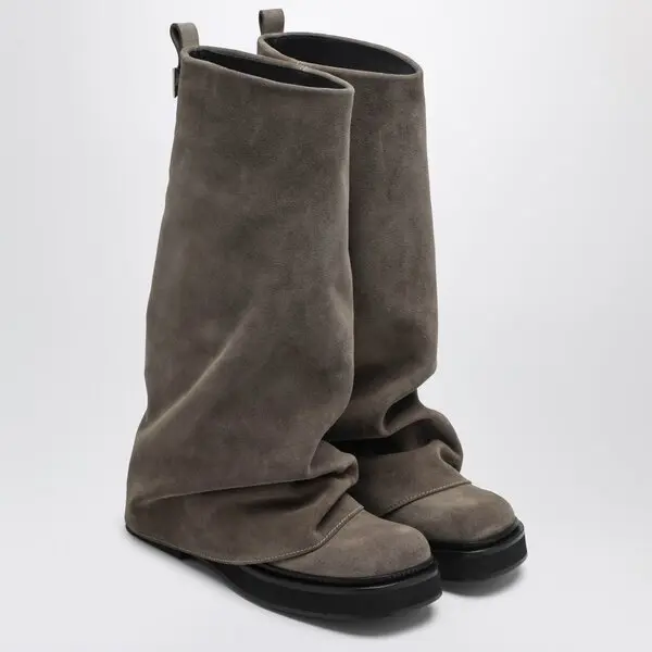 Attico Suede Combat Boots - Beige
