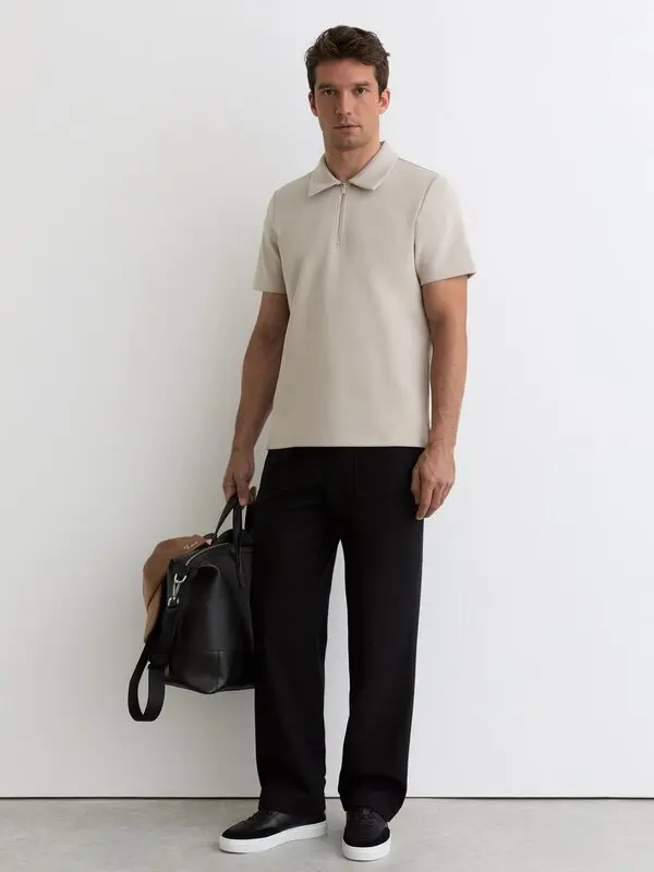 REISS Premium Interlock Half-zip Polo Shirt