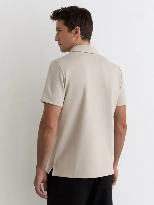 REISS Premium Interlock Half-zip Polo Shirt