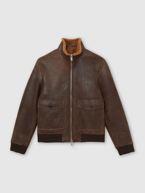 REISS Peveral Shearling Zip-through Jacket