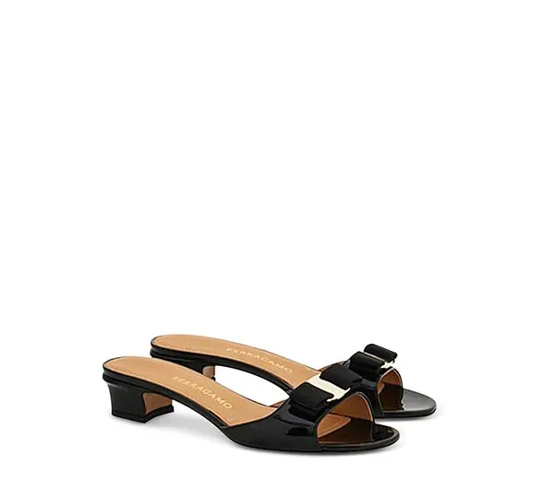 FERRAGAMO Leather Heeled Sandals - Nero