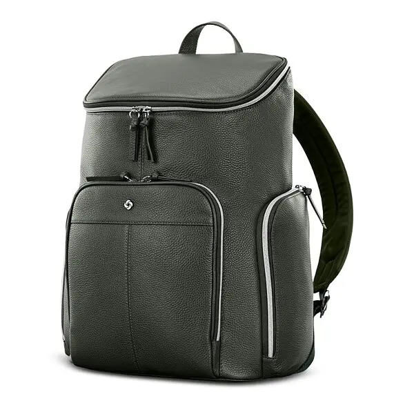 SAMSONITE Leather Deluxe Backpack - Olive