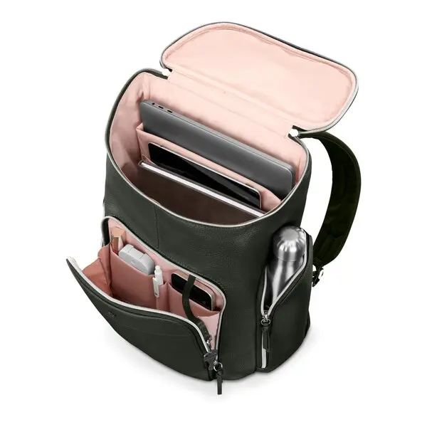 SAMSONITE Leather Deluxe Backpack - Olive